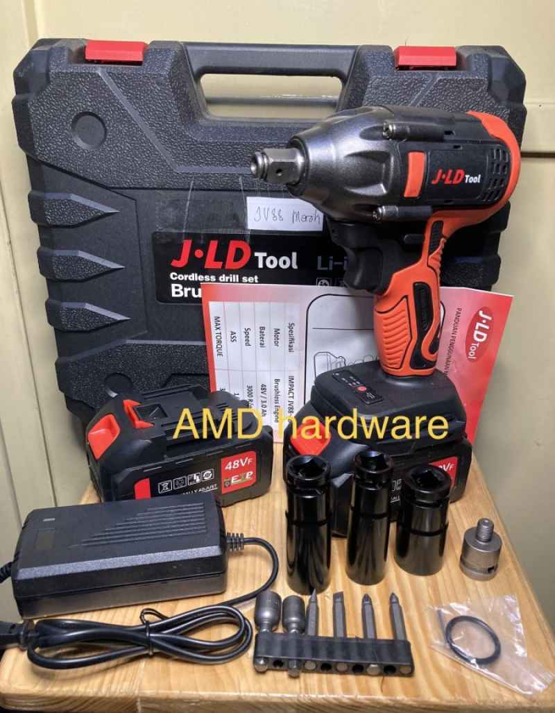 Promo JV88 JLD Impact Wrench Cordless Brushless Buka Baut Sock Baterai ...