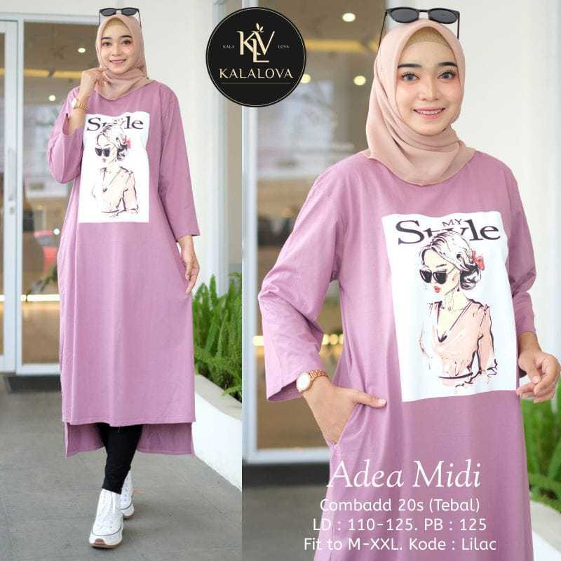 Promo Jesla Fashion Adea Midi Dress Bahan Kaos Katun Combed 24s ...