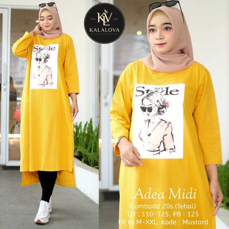 Promo Jesla Fashion Adea Midi Dress Bahan Kaos Katun Combed 24s ...