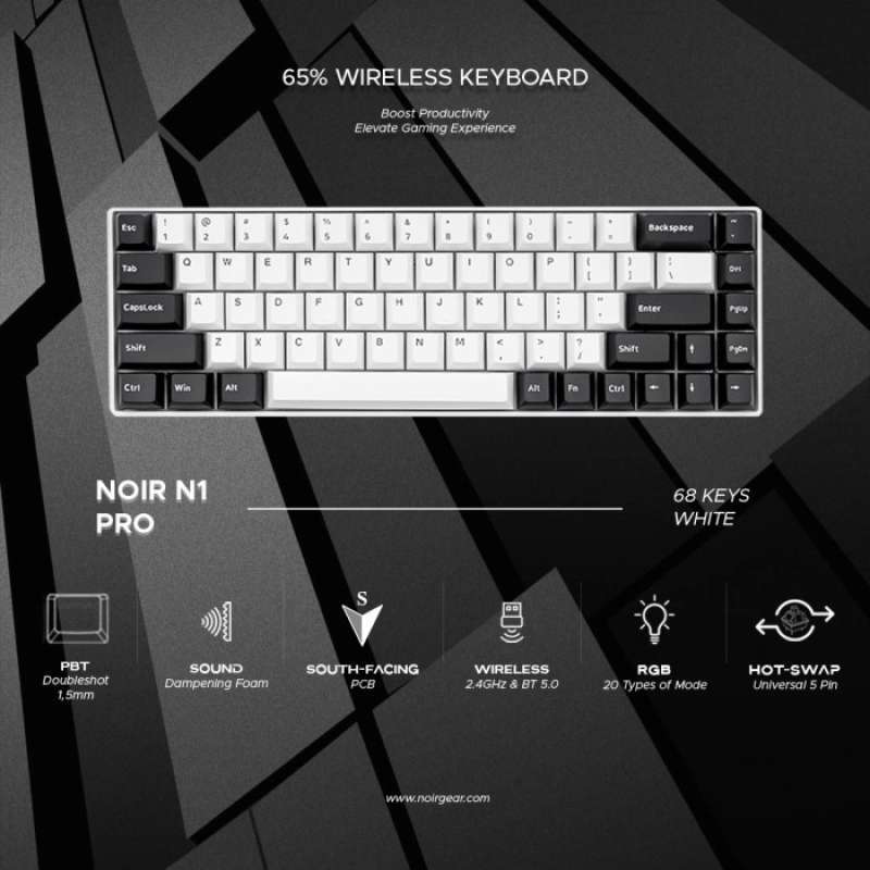 Jual NOIR N1 Pro White - 65% Wireless Mechanical Keyboard di Seller NEW ...