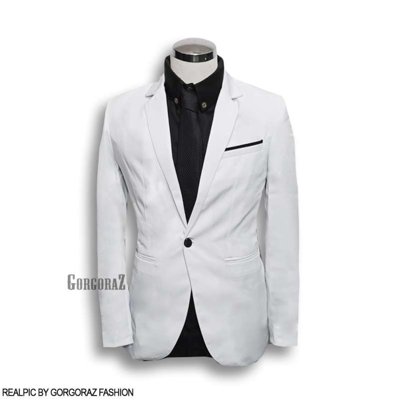 Jual gorgoraz jas putih blazer putih slimfit casual formal di Seller ...