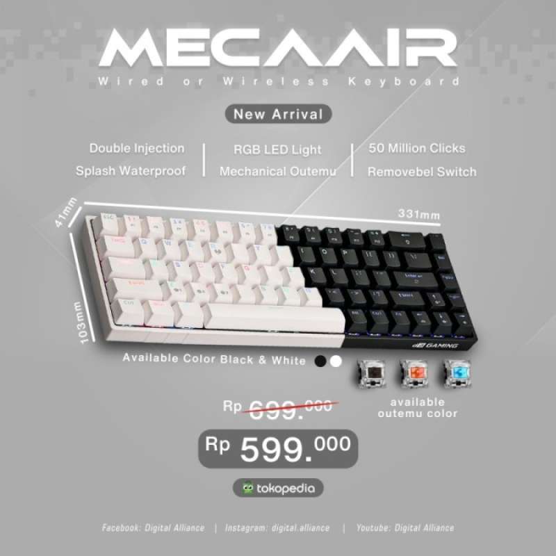 Jual Keyboard Digital Alliance Meca Air Wireless - Keyboard Da Gaming ...