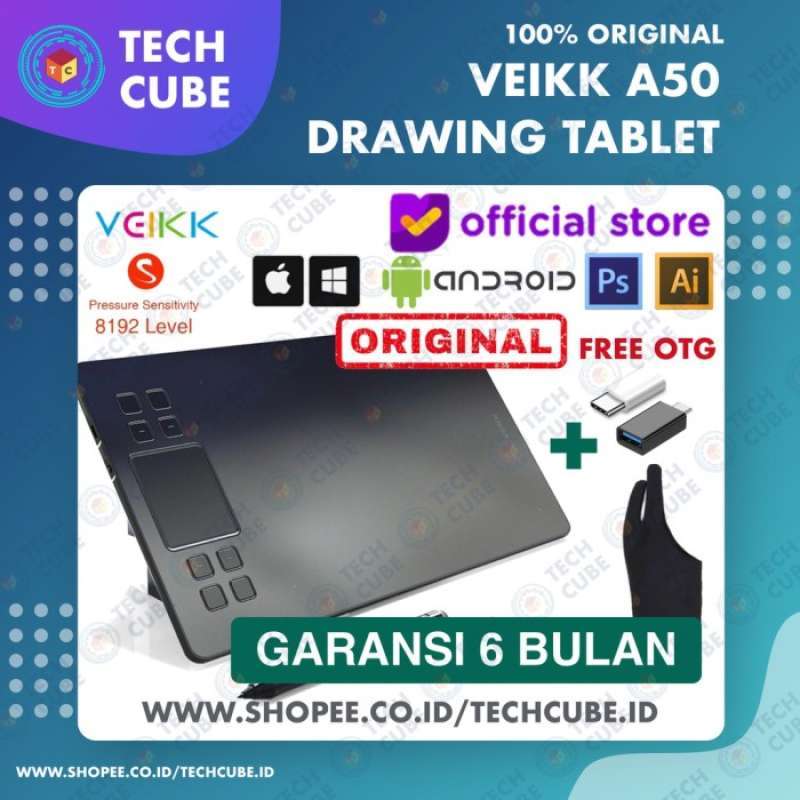 Jual VEIKK A50 Digital Graphic Drawing Pen Tablet Gambar 8192 Pressure ...
