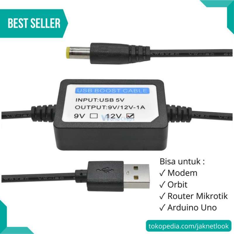 Promo Kabel USB Power Step Up Converter 5V to 12V Modem Orbit Router ...