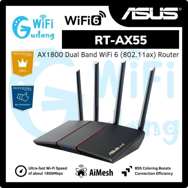 Jual Asus Rt-ax55u Wifi 6 Ax1800 Aimesh Ax 1800 Wireless Router Di ...