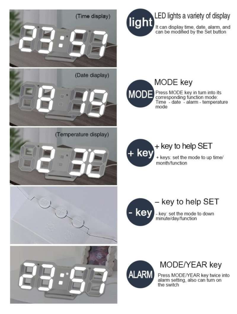 Promo F86 Jam Meja Led Digital Clock Modern Style Minimalist - Hitam ...
