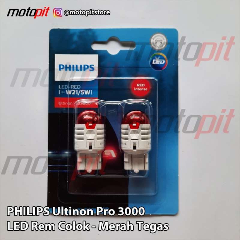 Promo PHILIPS LED Rem W21/5W Ultinon Pro 3000 Colok Merah Red T20 ...