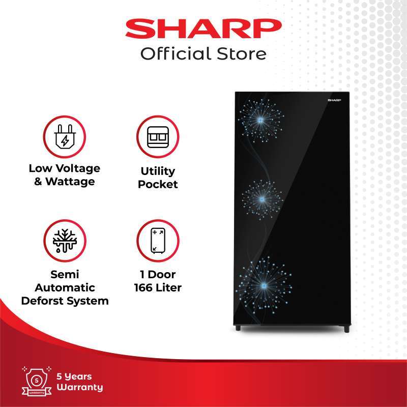 Promo SHARP SJ-X187MG DB/DP Kulkas 1 Pintu Shine Glass Dandelion Series ...