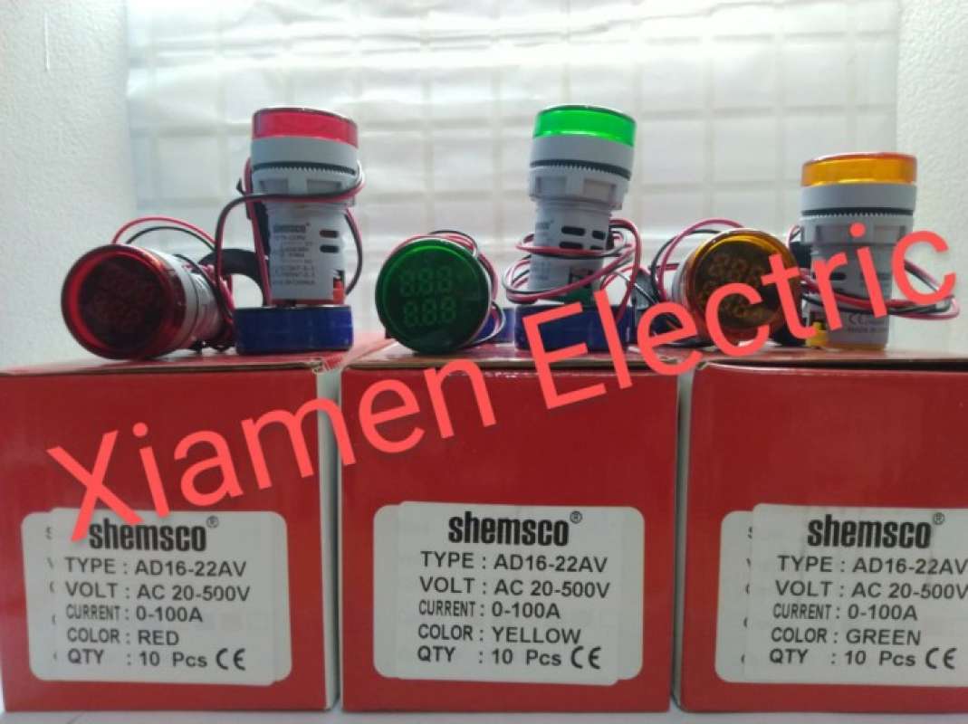 Promo Pilot Lamp Led Shemsco Volt+Ampere Meter Indikator 22Mm - Bulat ...