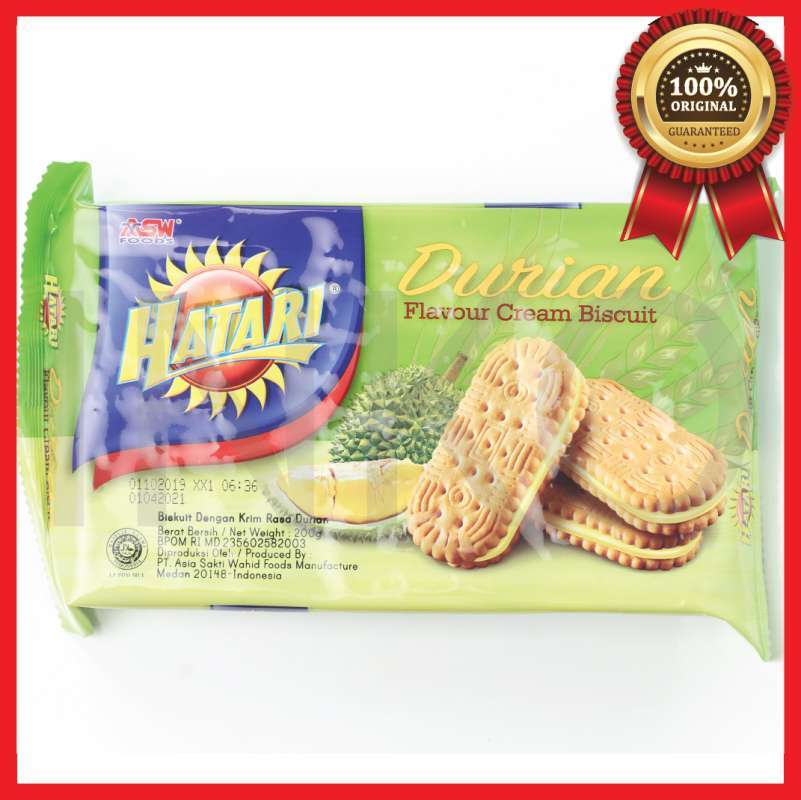 Jual HATARI DURIAN FLAVOUR CREAM BISCUIT KRIM RASA DURIAN 200GR di ...