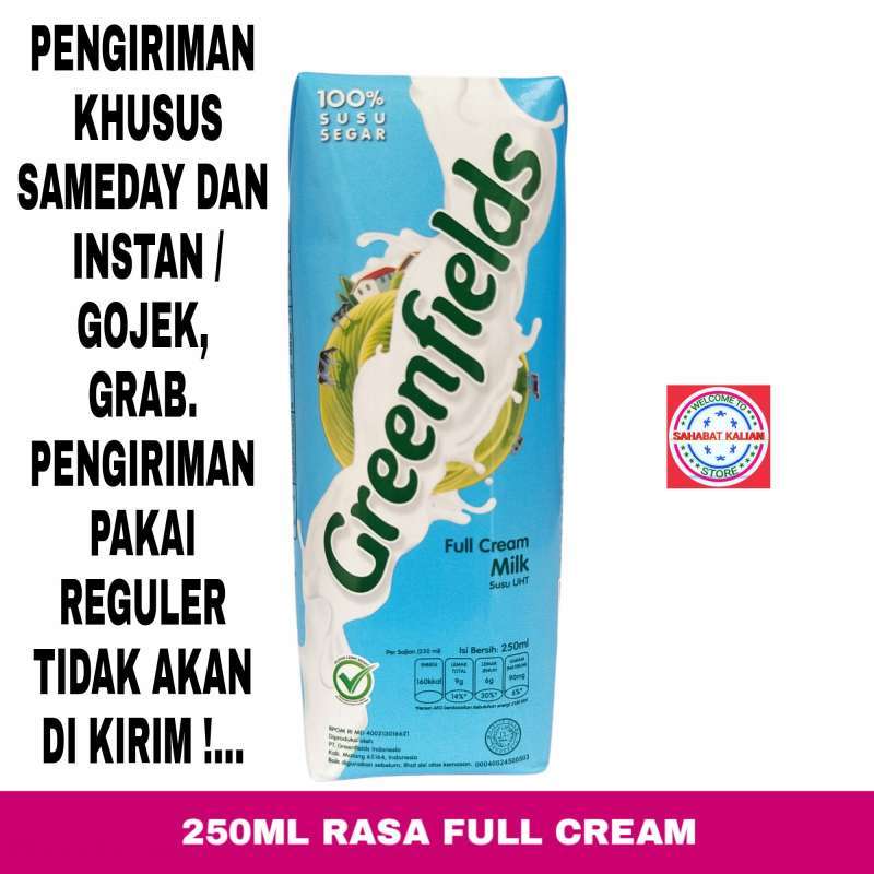 Jual Susu Greenfields Full Cream 250ml 1 Karton Isi 24 Pcs Khusus Gojek / Grab Di Seller Sahabat ...