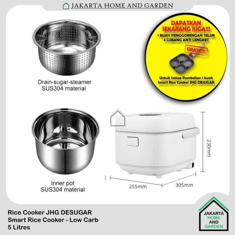 Jual Rice Cooker Less Sugar Low Carbo JHG Ukuran Besar 5 Liter di ...