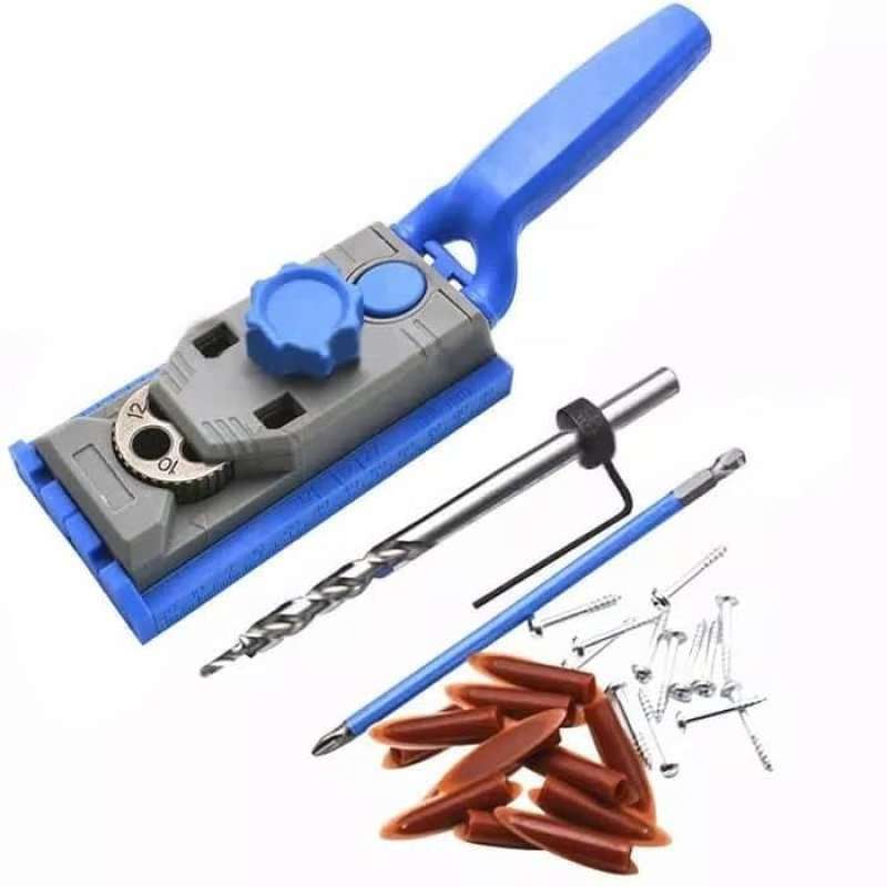 Jual Pocket Hole Jig Dowel Drill Guide System Set Mata Bor Mata Obeng ...