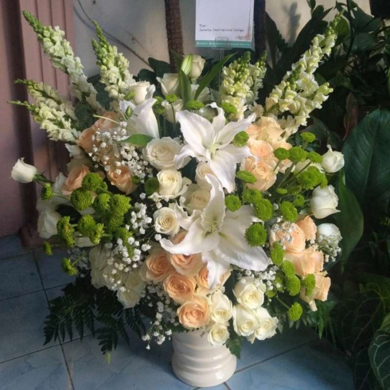 Promo VAS rangkaian bunga vas meja duka cita bunga Premium Diskon 33% ...