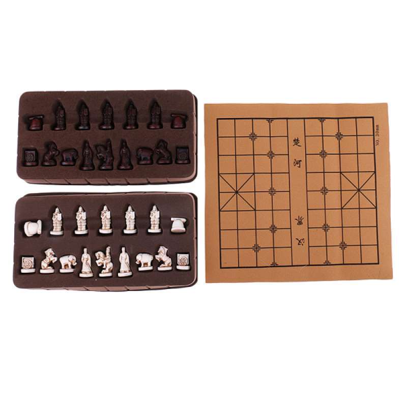 Jual Exquisite Chinese Chess Resin Terracotta Army Pieces XiangQi Table ...