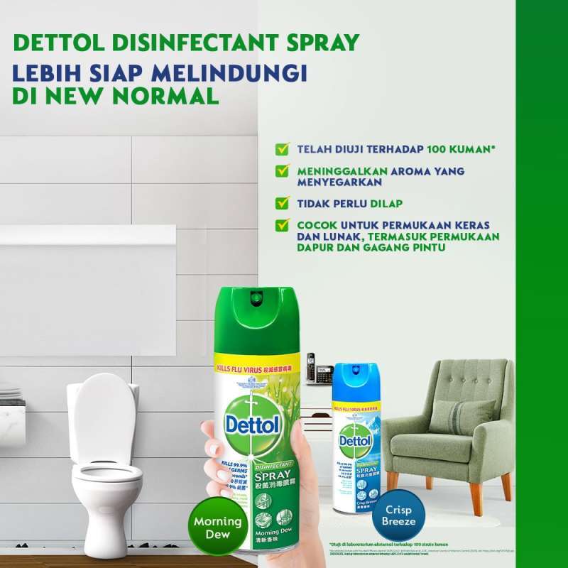 Jual Dettol Disinfectant Spray Morning Dew - Spray Crisp Breeze 225/ ...