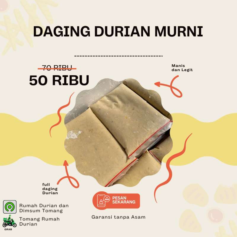 Jual Daging Durian Murni Premium Medan (Tanpa Biji) Frozen 1 KG Halal ...