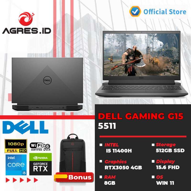 Jual DELL GAMING G15 5511 - I5 11400H 16GB 512SSD RTX3050 4GB 15.6FHD 120HZ WIN11 OHS - NON ...