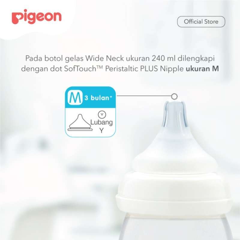 Promo Pigeon Botol Susu Kaca Wide Neck 240Ml - Ivory Diskon 35% di Seller BOS KIWIL - Serua ...