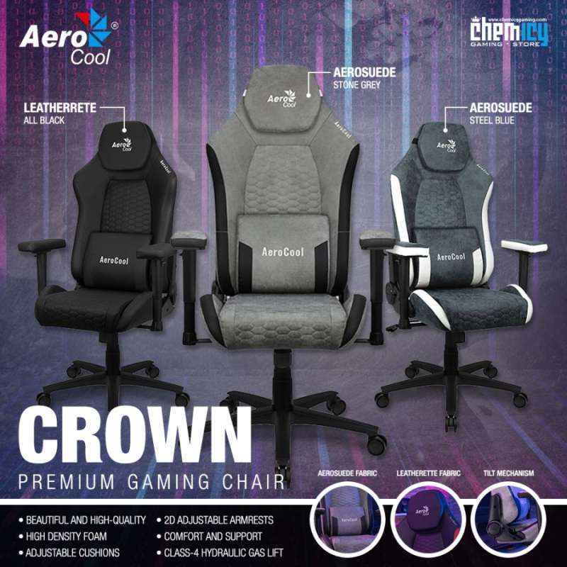 Jual Aerocool Crown Gaming Chair / Kursi Gaming - LEATHER BLACK di ...