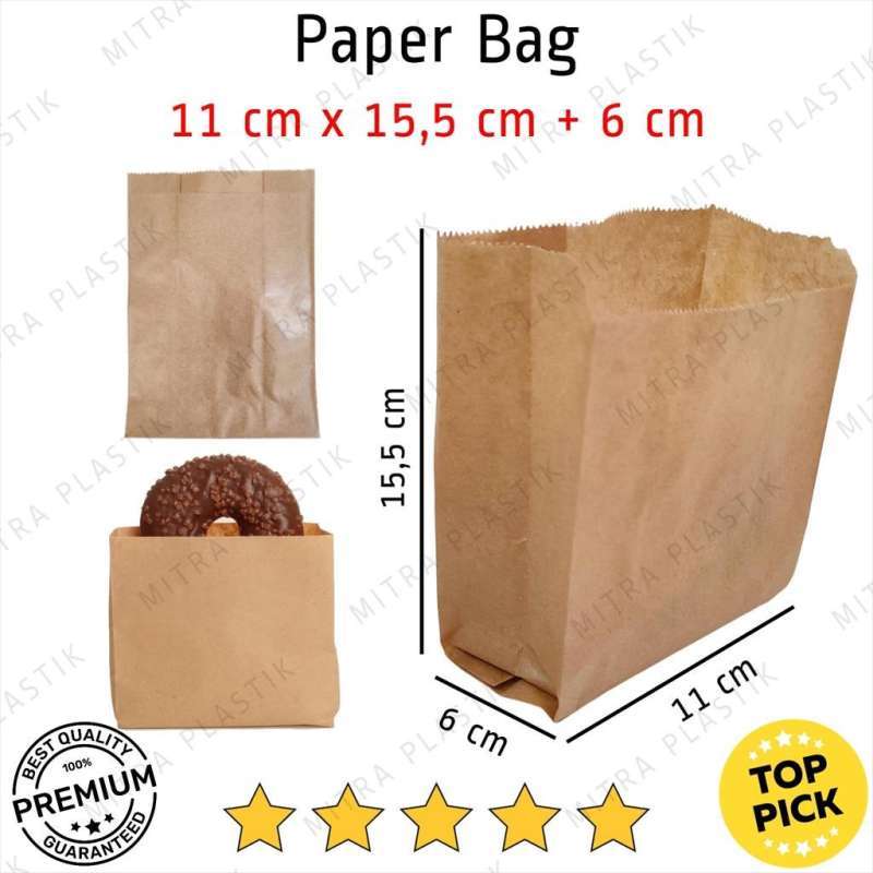 Jual Paper Bag 15,5 x 11 + 6 Kantong Kertas Kecil Flat Coklat Polos ...