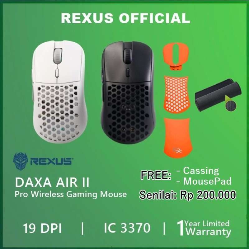 Promo Rexus Daxa Air II Pro Wireless Gaming Mouse Air 2 Ultra ...