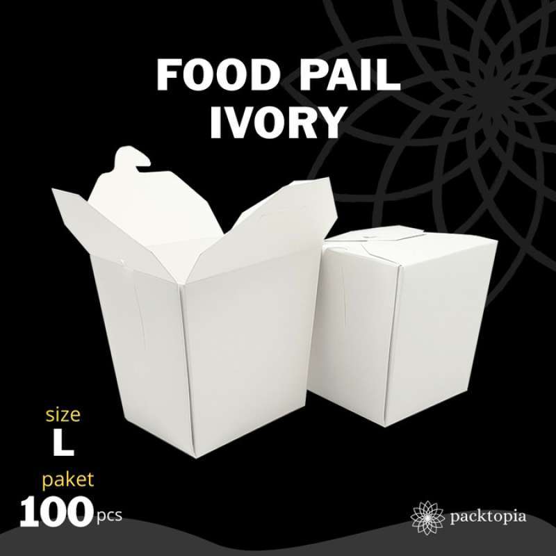 Promo Food Pail Box Putih LAMINASI Uk.L 100 Pcs Kemasan Dus Rice Box ...
