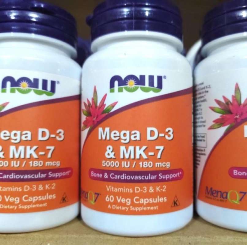 Jual Now Foods Mega D3 Mk7 5000 Iu / 180 Mcg D3 Mk7 60 Veg Capsule Di ...