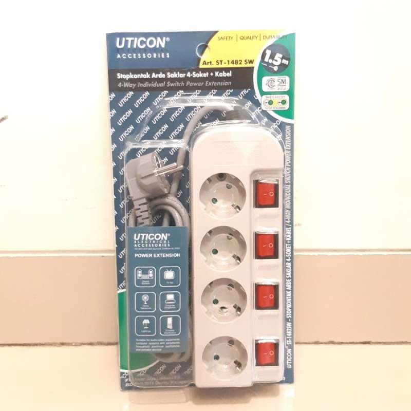 Promo Stop Kontak 4 Lubang + Saklar Masing-Masing + Kabel Uticon St ...