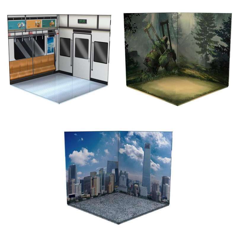 Promo 3pcs 1/12 Scale Backdrop Scene Collection Case Background Diorama ...