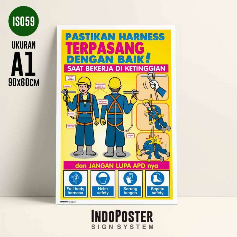 Jual Poster K3 Safety Pastikan Full Body Harness Berfungsi dengan Baik ...