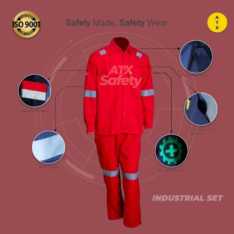 Jual Wearpack Safety Setelan Kerja Baju + Celana Merk Atx Merah Di ...