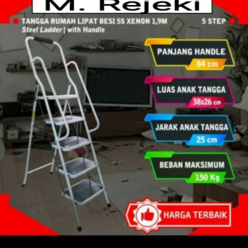 Promo tangga besi 5step 5 step tangga lipat ladder holder tangga rumah ...