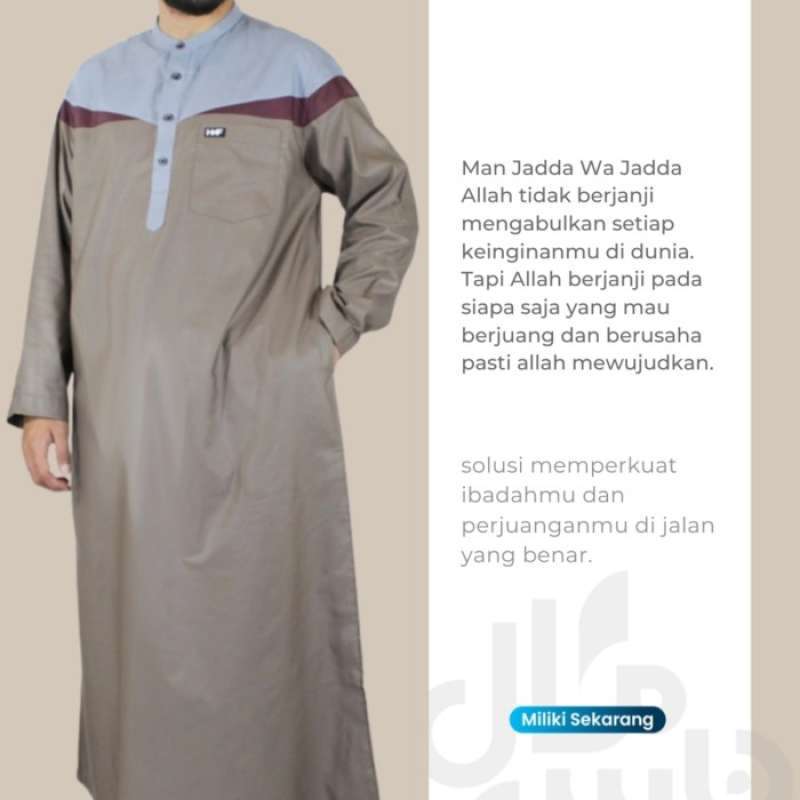 Promo Baju Jubah Gamis Pria Muslim Laki Dewasa Hanif Strip Lengan Panjang Diskon 16% di Seller ...