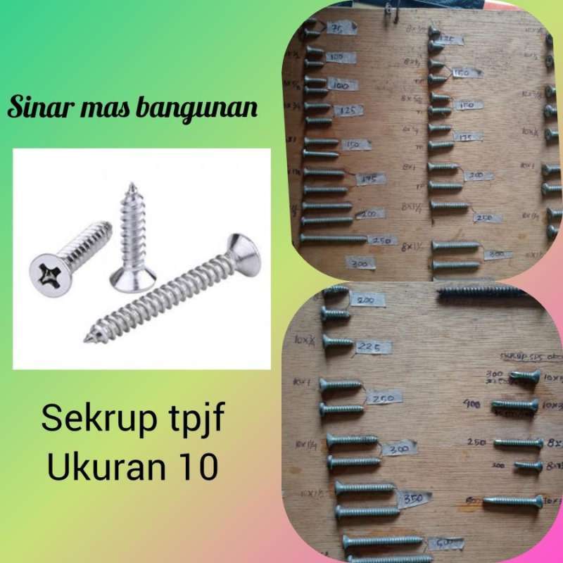 Jual Sekrup Putih,sekrup Tpjf Ukuran 10,sekrup Tpjf Kepala Rata Ukuran ...