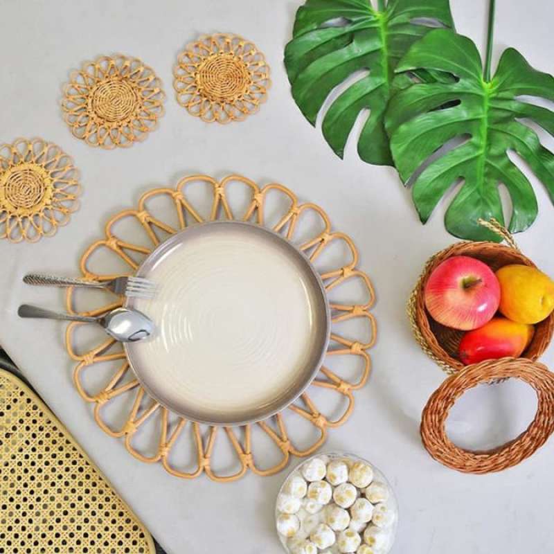 Jual Alas Piring Rotan Ninesquare - Placemate Dahlia Rattan Natural 35 ...