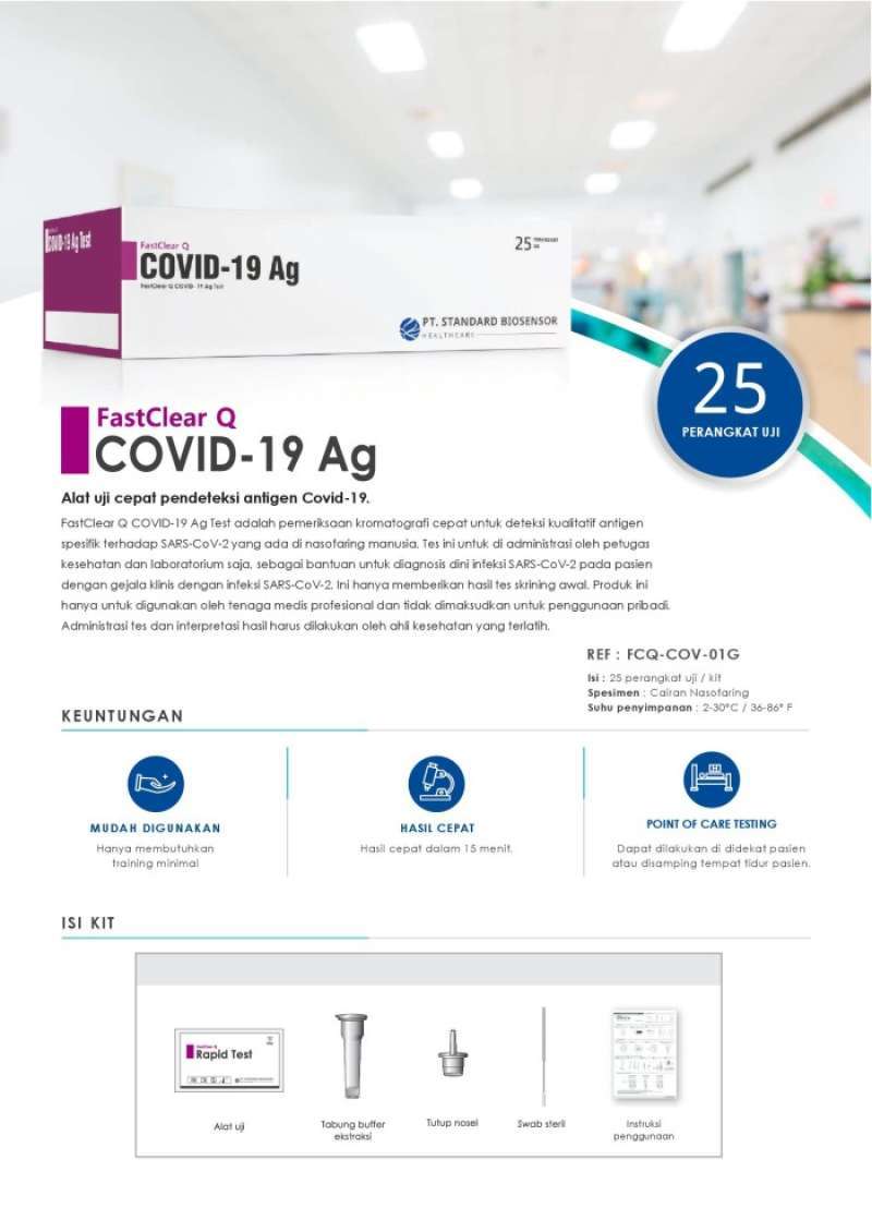 Jual Swab Antigen Nasopharing Korea - Fastclear Q Biosensor ( 25 tes ...