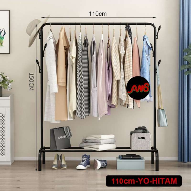 Jual Gantungan baju rak jemuran besi stand hanger single tempat pakaian ...