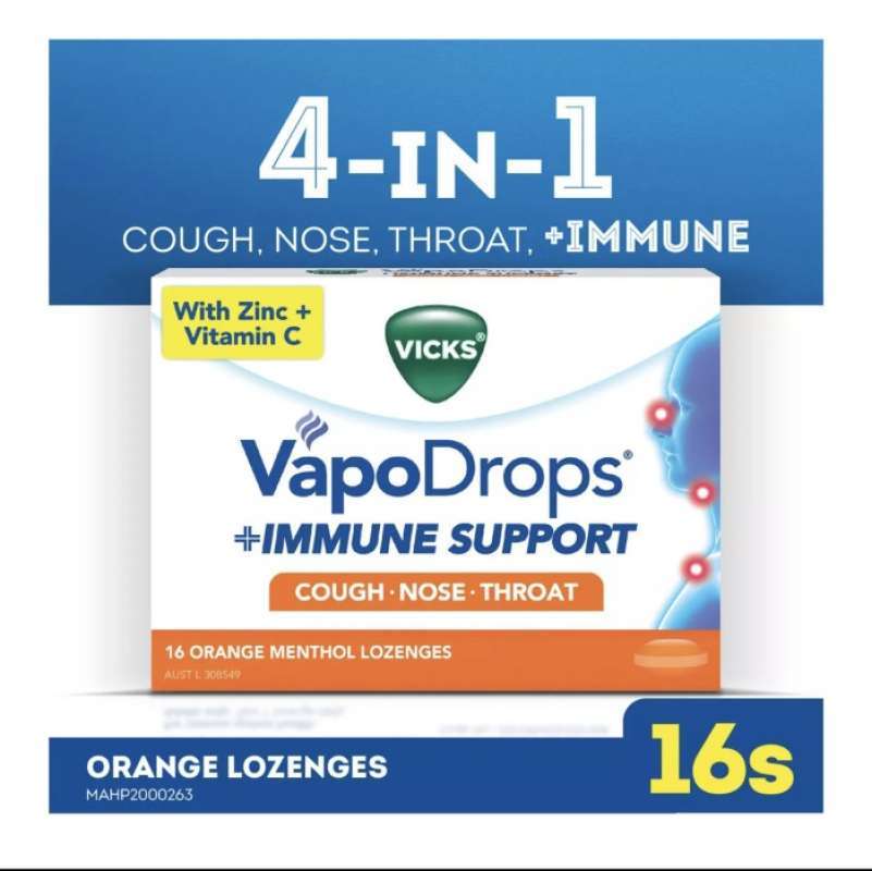 Jual Vicks Vapo Drops 4in1 Cough, Nose, Throat, Immune Orange Menthol ...