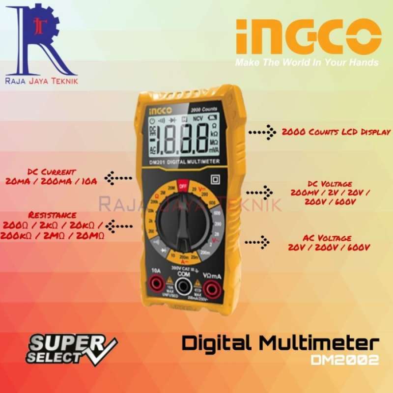 Jual Ingco Digital Multimeter Dm2002 Multitester Multi Tester Avometer ...