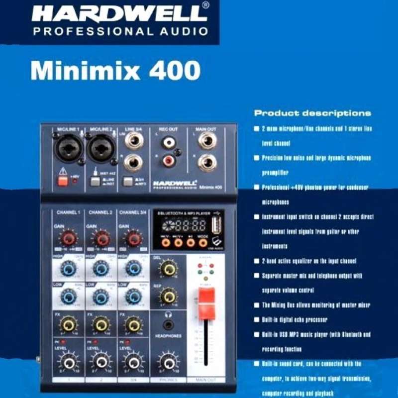Jual MIXER HARDWELL 4 CHANNEL MINIMIX 400 ORIGINAL MIXER LIVE STREAMING ...