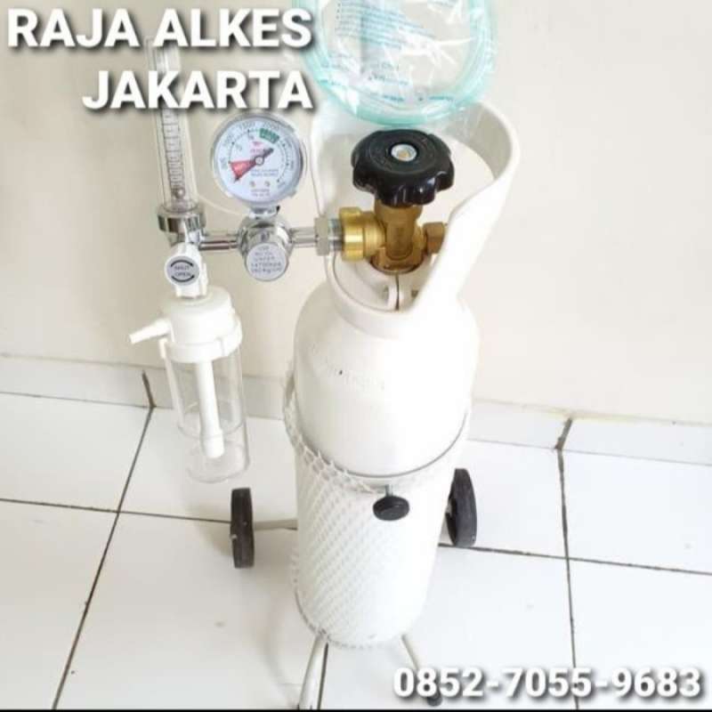 Jual Tabung Oksigen 1m3 Satu Set Lengkap Regulator, Selang Nasal Dan Troli di Seller Medika 23 ...