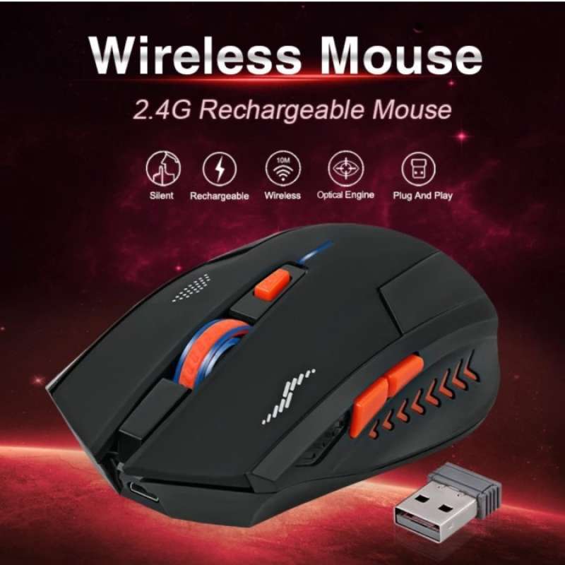 Promo Azzor Wireless Gaming Mouse Rechargeable 2400 DPI Diskon 23% di Seller Moni Store - Kota ...