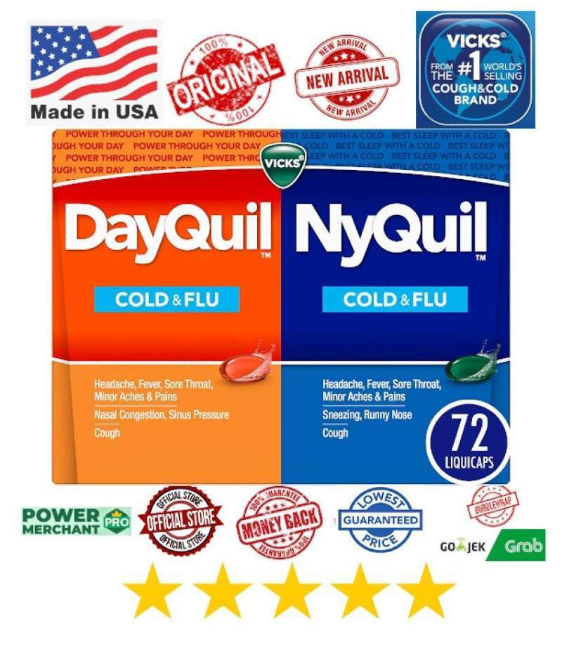 Jual Vicks DayQuil / NyQuil Severe Cold & Flu USA| Batuk | Demam ...