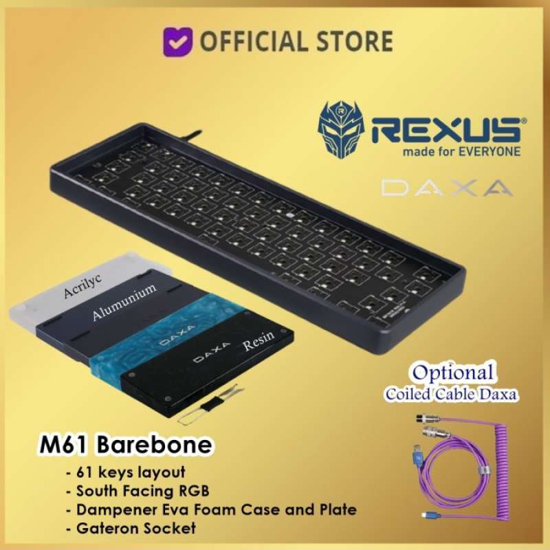 Promo Rexus Daxa M61 Barebone CNC Case Gaming Mechanical Keyboard ...