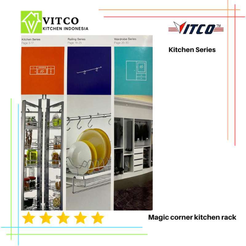 Jual VITCO Magic Corner Kitchen Rack/ Rak Sudut untuk Kabinet 900 ...