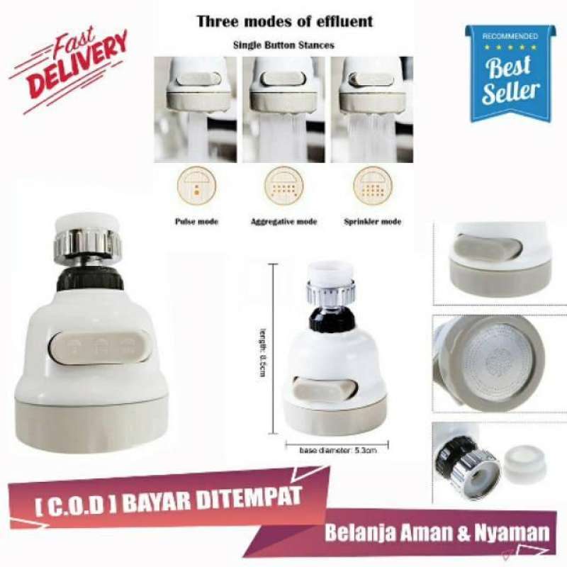 Jual Kepala Kran Splash Shower 3 Mode Semprot bisa Diputar di Seller ...