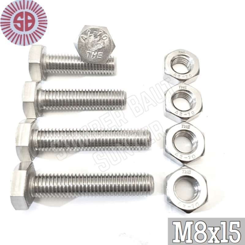 Promo M8X15 Baut Mur Hexagon Stainless 304 Ss Hex 8X15 Diskon 34% di ...