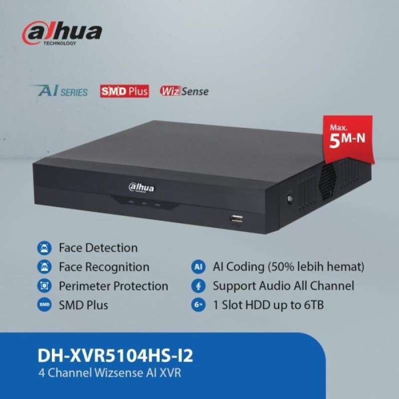 Jual DAHUA DVR / XVR 4 Channel WizSense XVR5104HS-I2 Penta-brid 5M-N ...