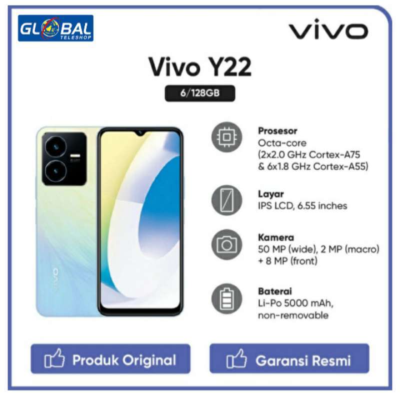 Jual Vivo Y22 Smartphone [6GB/128GB] Garansi Resmi di Seller Global ...
